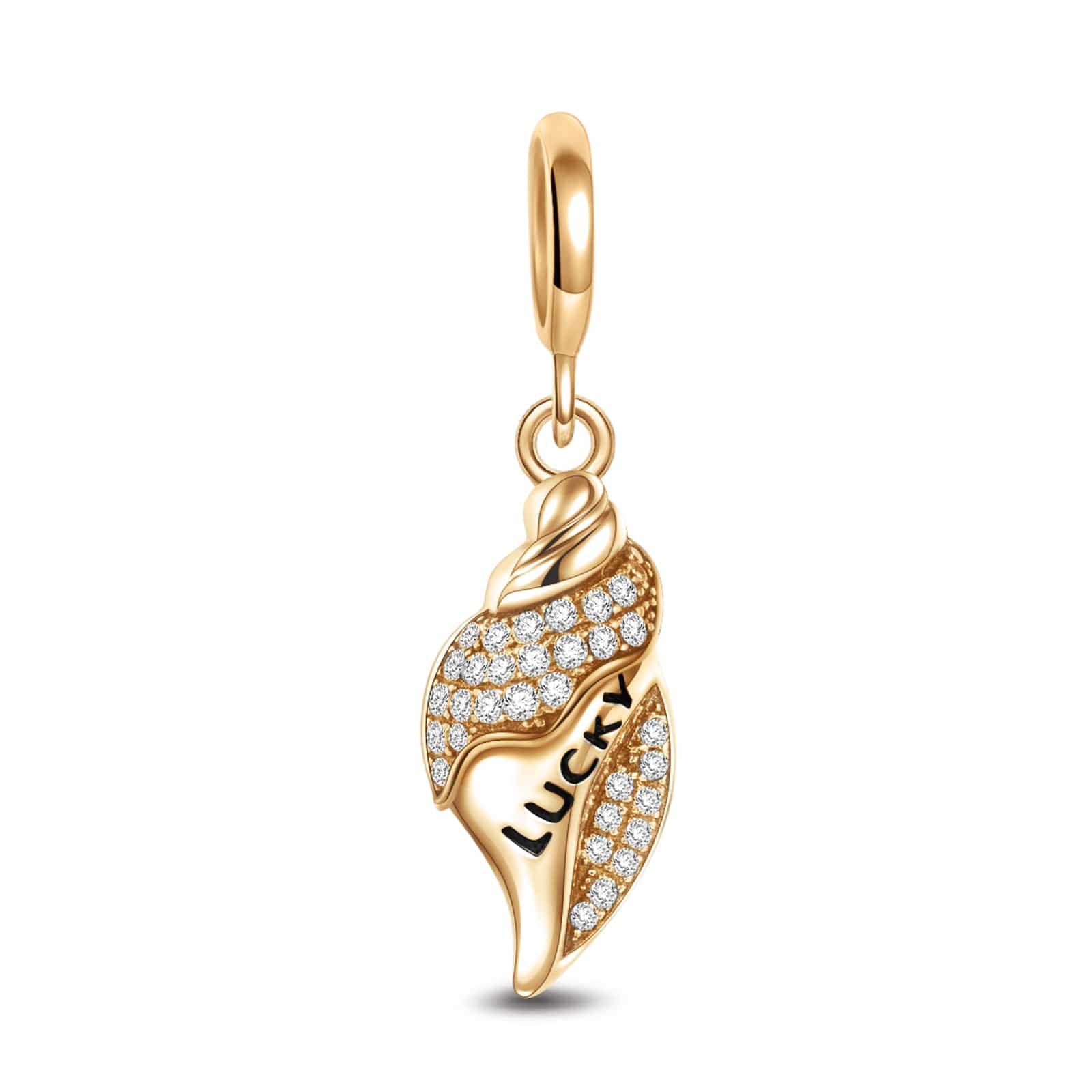 SINGING CONCH TARNISH-RESISTANT SILVER DANGLE CHARMS IN 14K GOLD PLATE ...