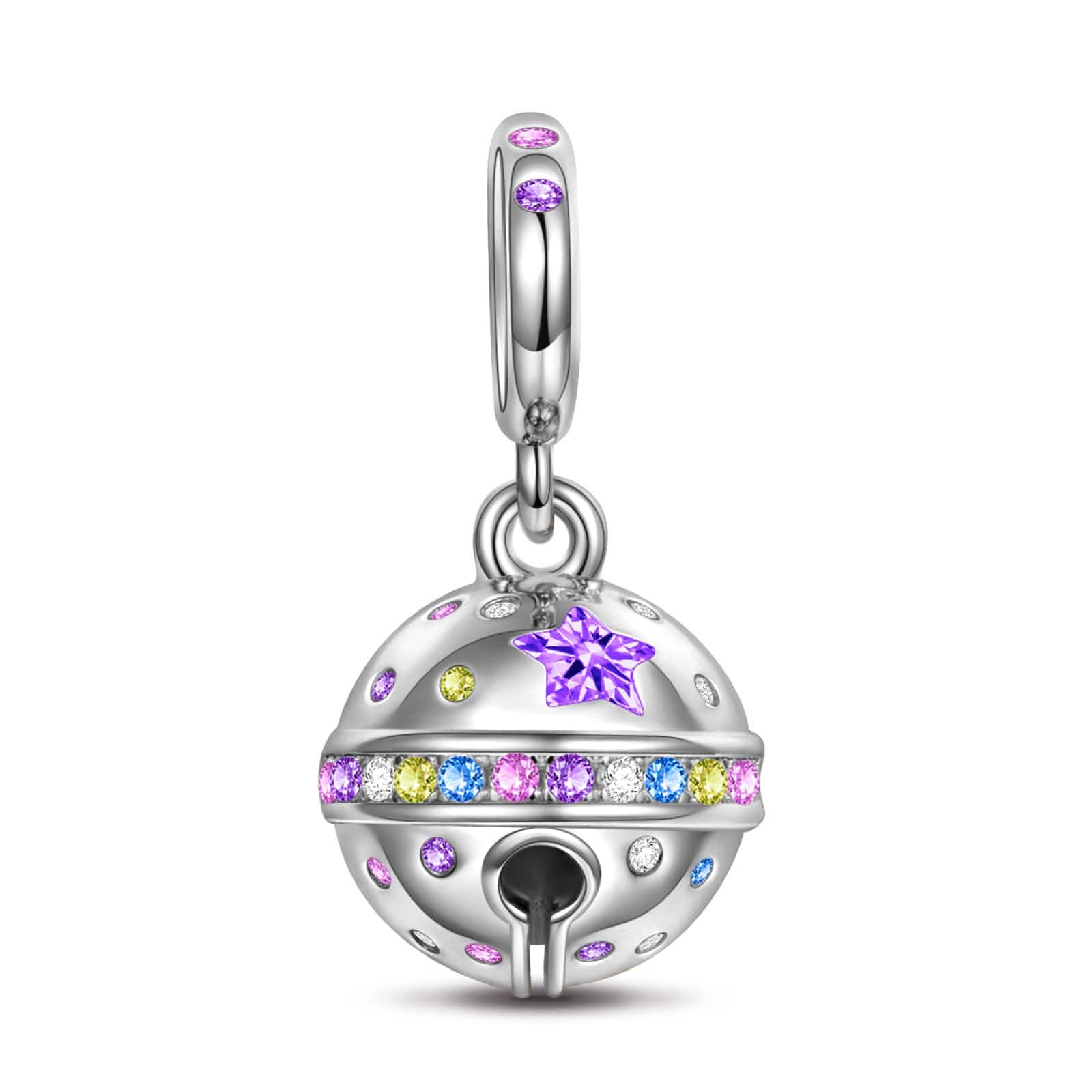 STERLING SILVER JINGLE BELL DANGLE CHARMS IN WHITE GOLD PLATED – GONA
