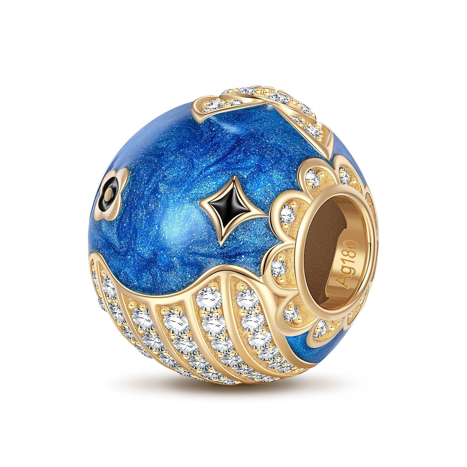 CUTE BLUE WHALE TARNISH-RESISTANT SILVER CHARMS WITH ENAMEL IN 14K GOL ...