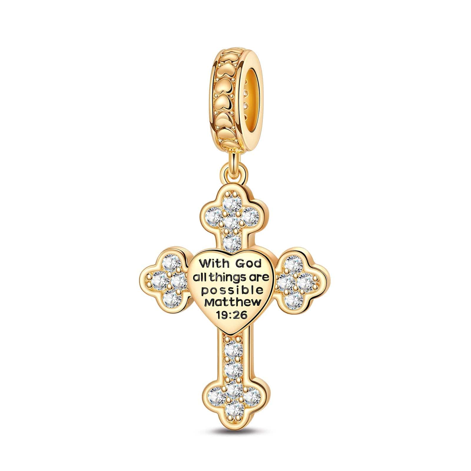 GOD'S WELFARE TARNISH-RESISTANT SILVER DANGLE CHARMS IN 14K GOLD PLATE ...