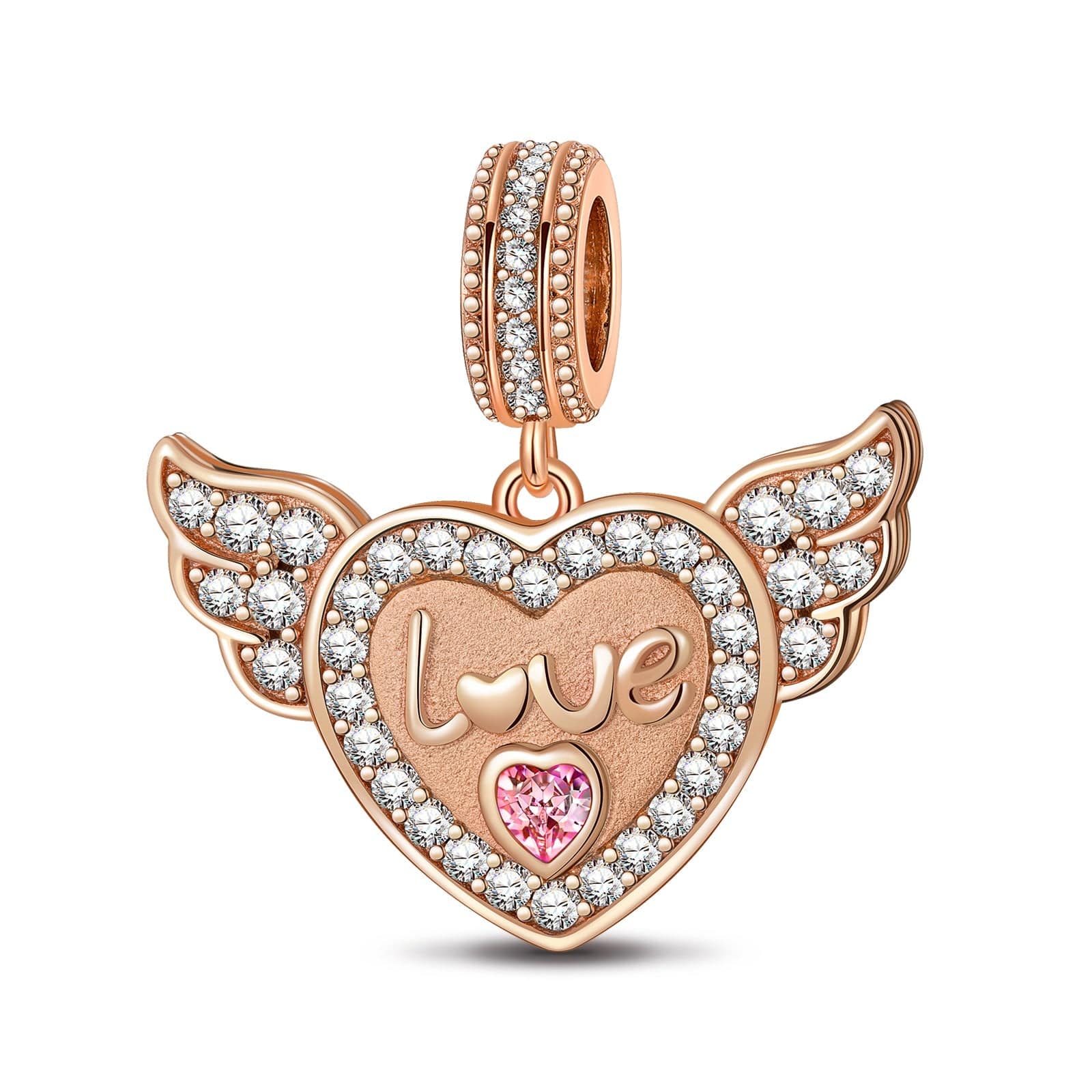 ANGEL'S LOVE TARNISH-RESISTANT SILVER DANGLE CHARMS WITH ENAMEL IN ROS ...