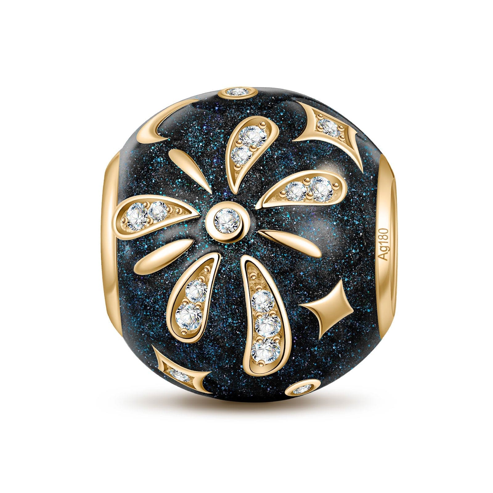 BLOSSOMING LIGHT TARNISH-RESISTANT SILVER CHARMS WITH ENAMEL IN 14K GO ...