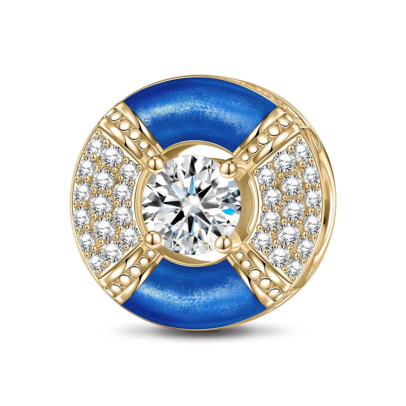 BLUE LIFEBUOY TARNISH-RESISTANT SILVER CHARMS WITH ENAMEL IN 14K GOLD ...